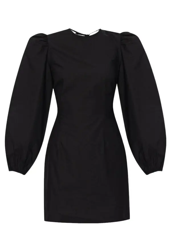 GANNI Puff Sleeve Open Back Mini Dress - Black