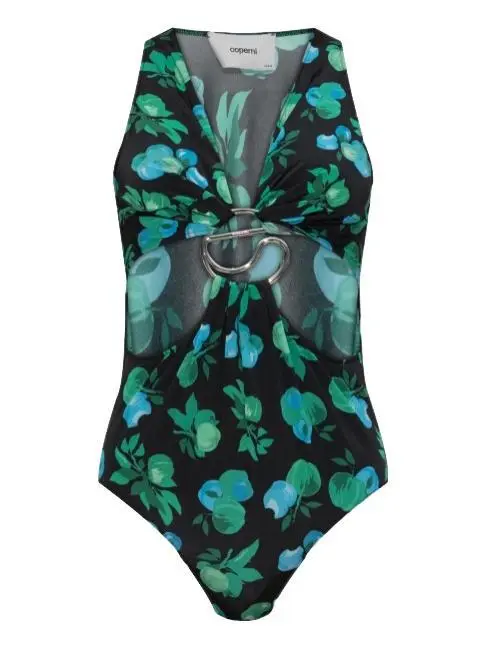 Coperni Floral Print Plunge Neck Bodysuit - Multi-color