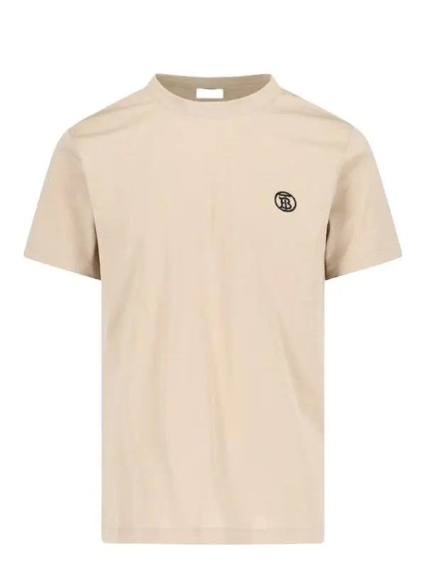 Burberry Logo Embroidered Crewneck T-shirt - Nude