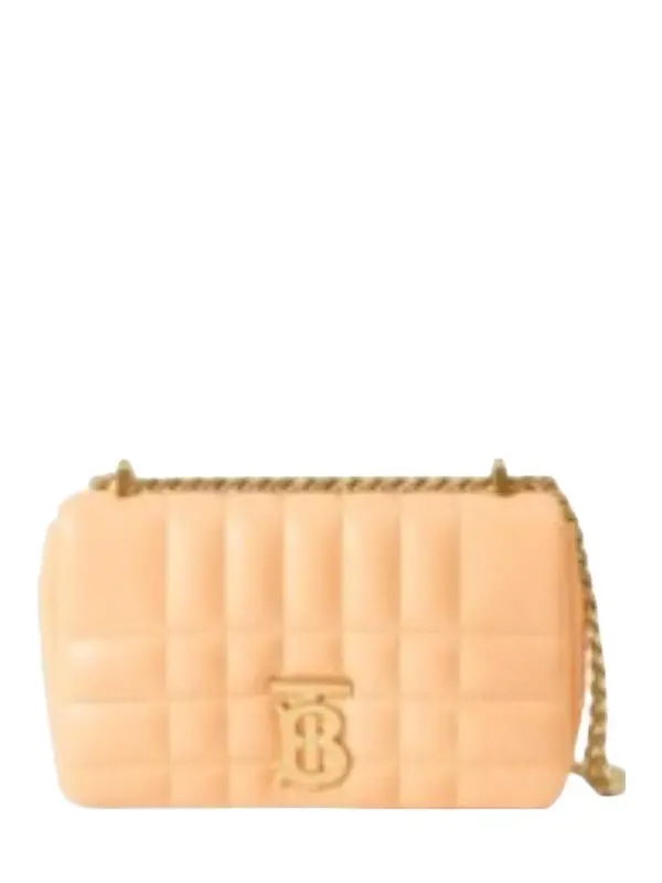 Burberry Quilted Small Shoulder Bag With Logo Plaque - Nude