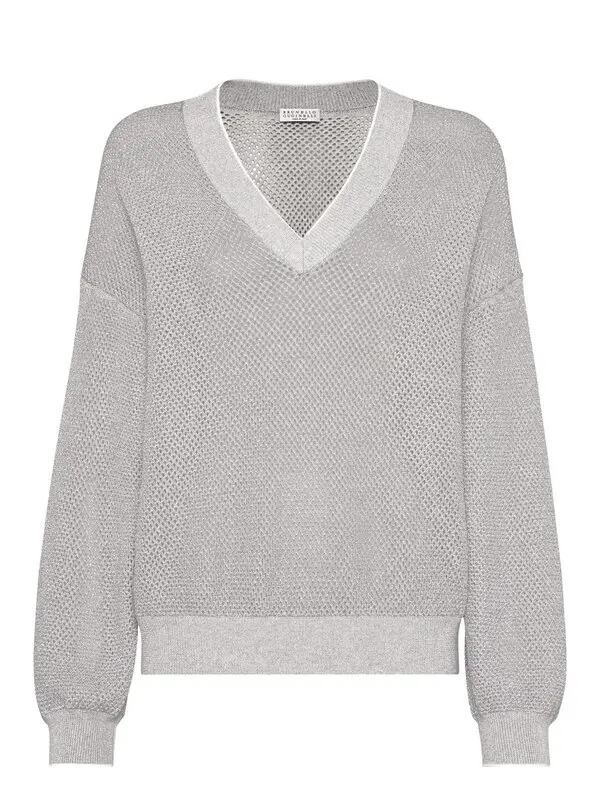 Brunello Cucinelli V-neck Knit Jumper - Gray