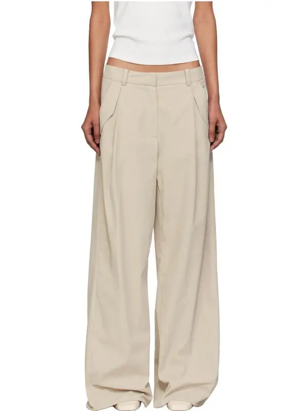 ST. AGNI Wide-leg Pleated Trousers - Nude