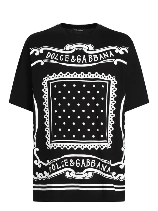 Dolce & Gabbana Dolce Gabbana Bandanna Printed Crewneck T-shirt - Black