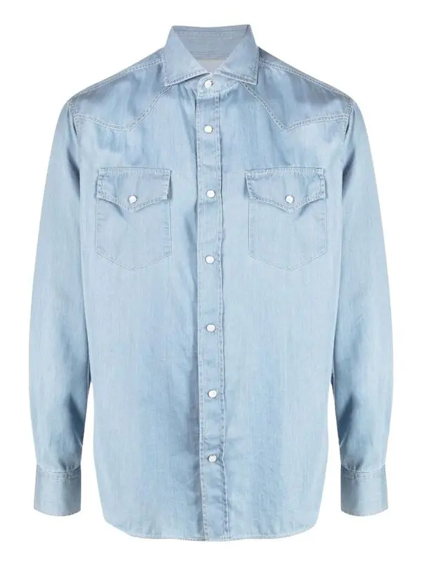 Brunello Cucinelli Long-sleeved Denim Shirt - Blue