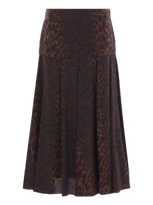 Balenciaga Leopard Printed Midi Skirt - Black