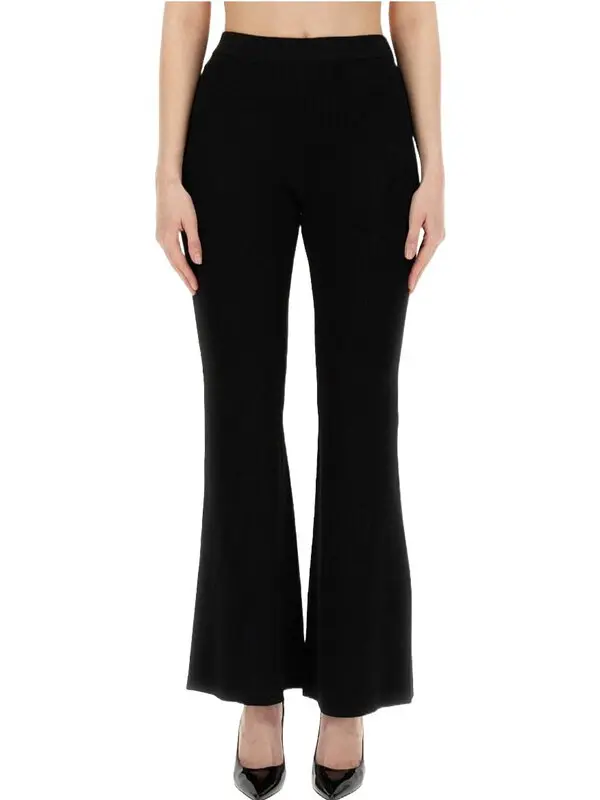 Michael Kors Ribbed-knit Flared Trousers - Black