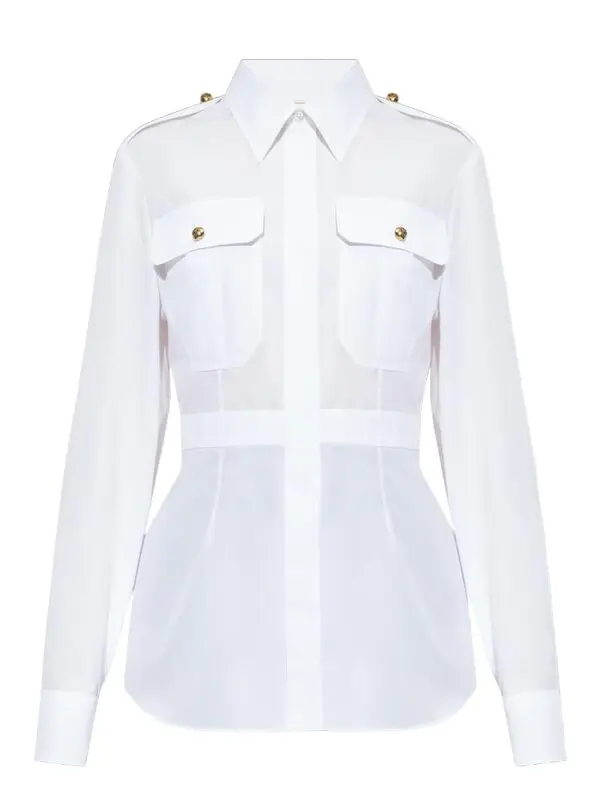 Alexander McQueen Pleated Long-sleeved Shirt - White