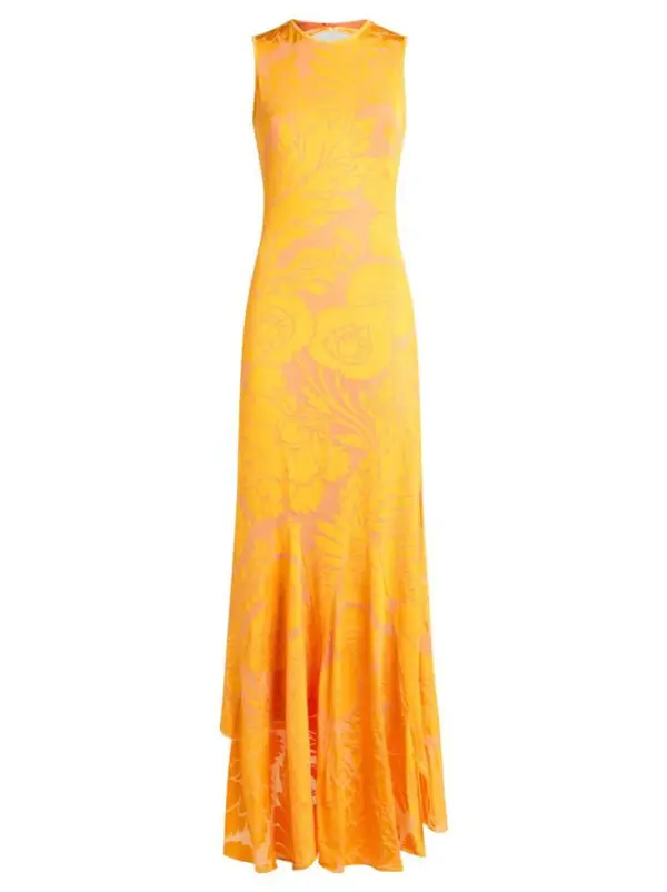Etro Cut-out Burnout Stretch Jersey Maxi Dress - Oranges