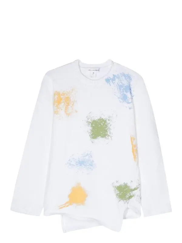 Comme Des Garçons Round Neck Long Sleeve Sweater - White