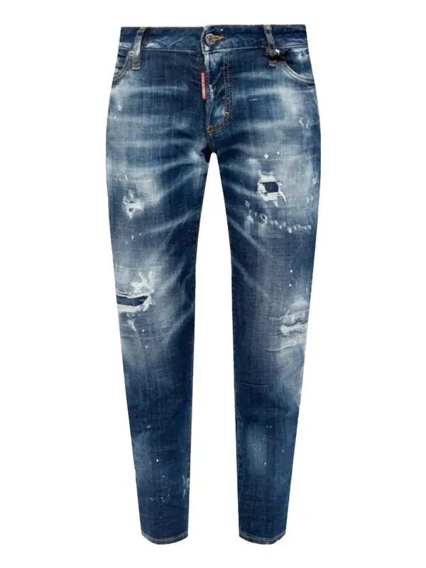 Dsquared2 Jennifer Cropped Jeans With Ripped Detailing - Blue