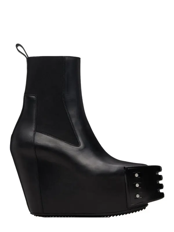 Rick Owens Temple Grilled Wedge Beatle Chelsea Boots - Black