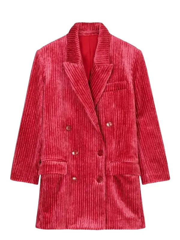 Isabel Marant Étoile Double-breasted Velvet Effect Jacket - Red