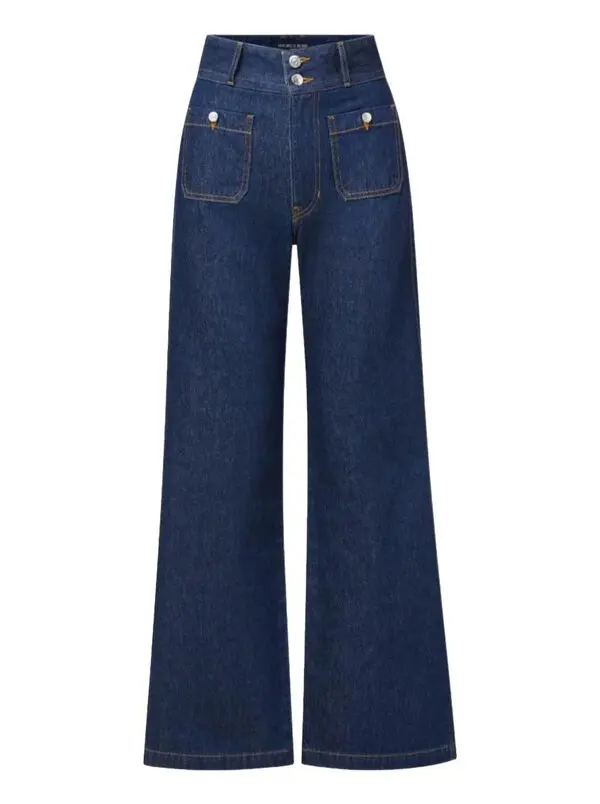 Veronica Beard Taylor High Rise Wide Leg Jeans - Blue