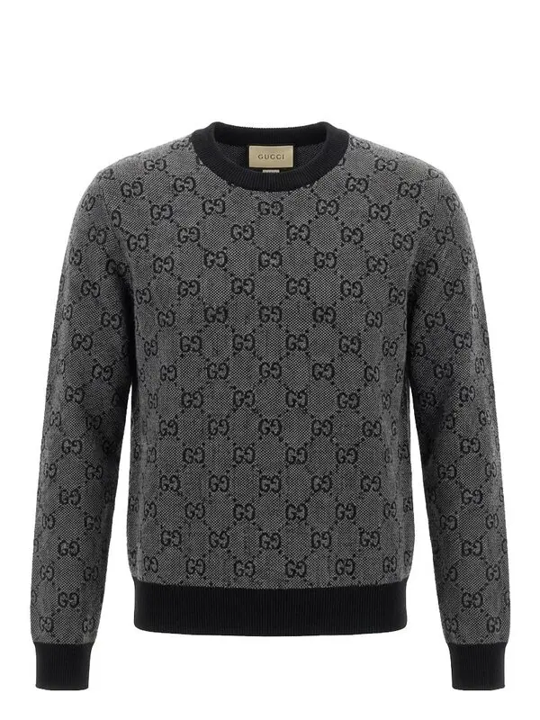Gucci Monogram Jacquard Knit Jumper - Gray