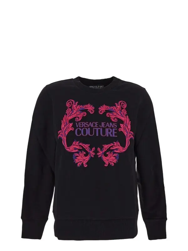 Versace Barocco Logo-print Cotton Sweatshirt - Black