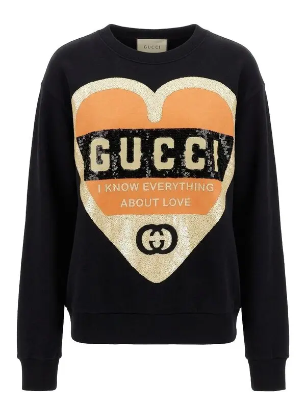 Gucci Sequin Heart Sweatshirt - Black