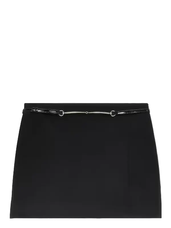 Gucci Horsebit Detail Front Slit Mini Skirt - Black