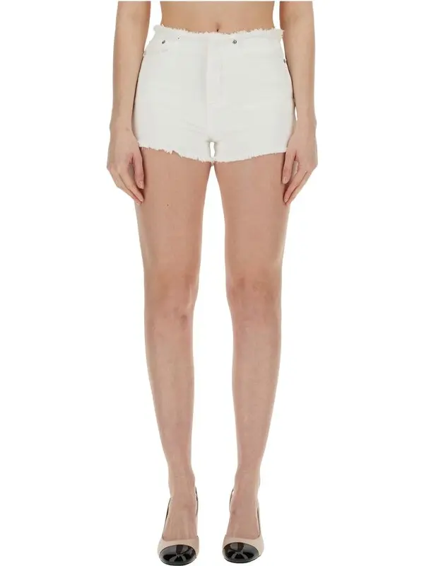 Michael Kors Frayed Hem Denim Shorts - Nude