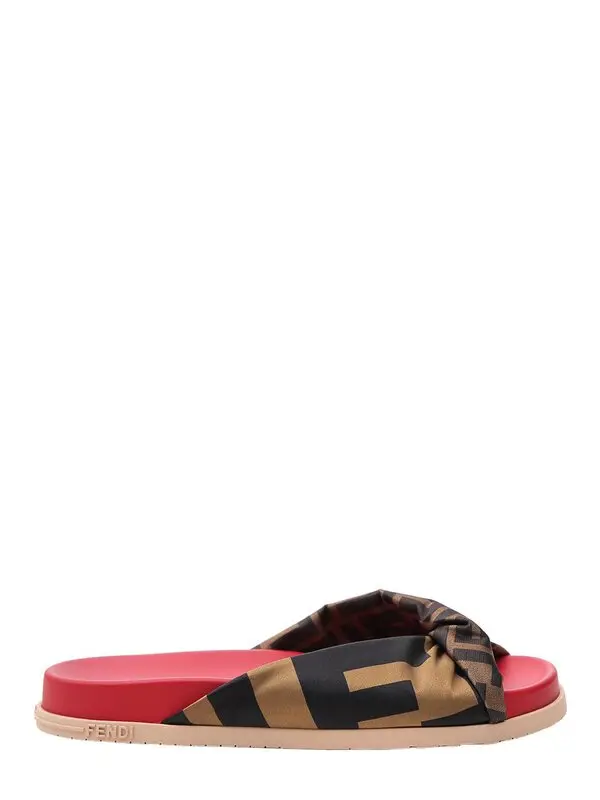 Fendi Cross Slippers With Logo Straps - Black