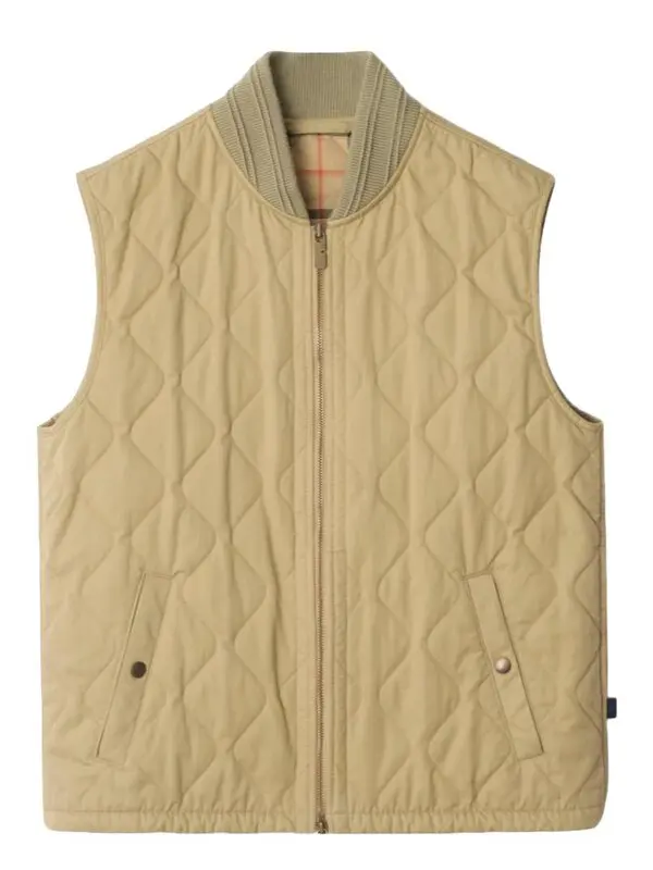 Burberry Quilted Gabardine Gilet - Nude