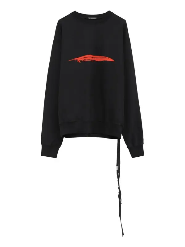 ANN DEMEULEMEESTER Feather-printed Crewneck Sweatshirt - Black