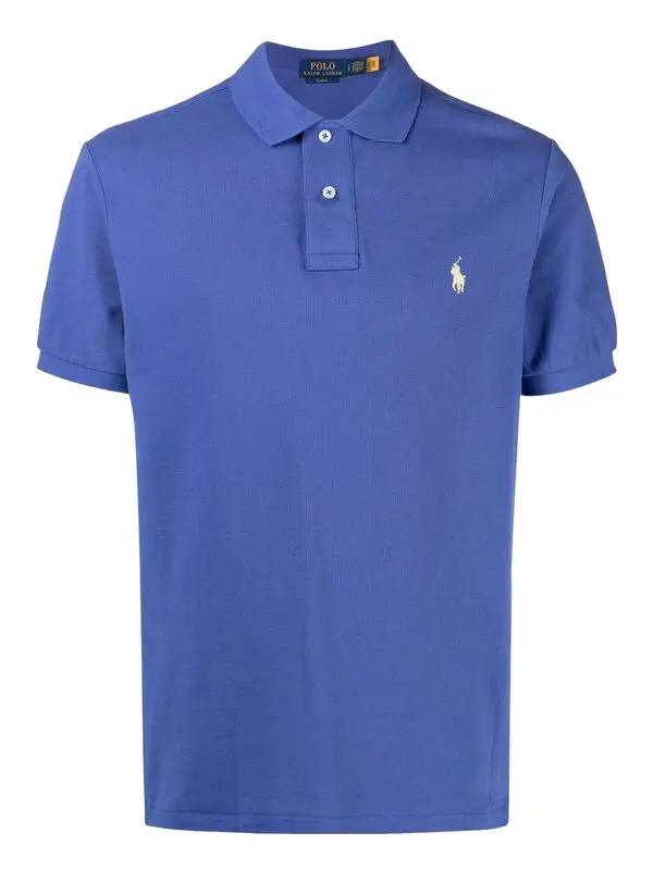 Polo Ralph Lauren Logo Embroidered Short-sleeved Polo Shirt - Blue