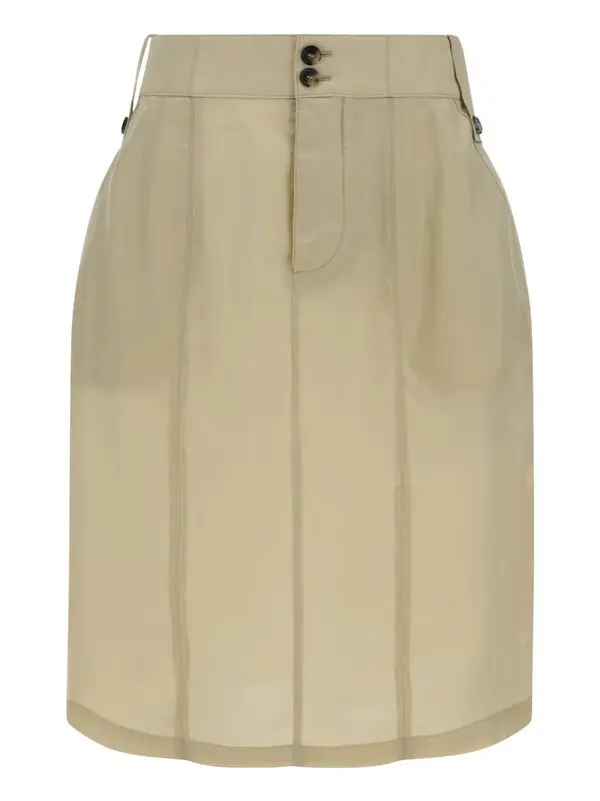 Saint Laurent Button Detailed Pencil Skirt - Beige
