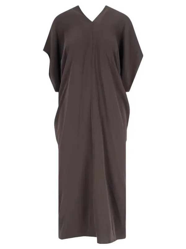MAISON MARGIELA V-neck Pleated Midi Dress - Black