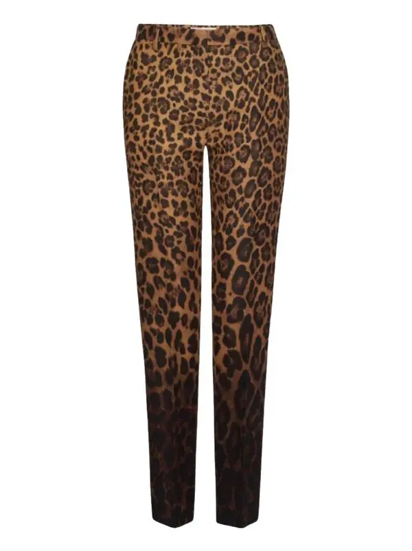 Valentino Garavani Leopard Print High Waist Pants - Black