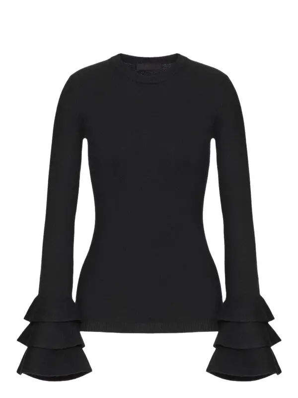 Valentino Garavani Ruffled Crewneck Jumper - Black
