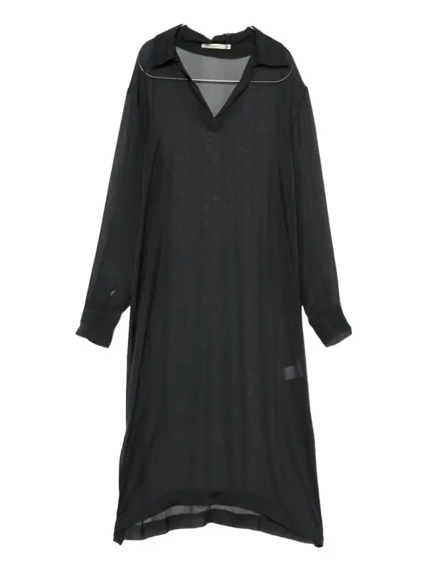 Paloma Wool Semi-transparent Long Sleeve Hoodie With Polo Collar - Black