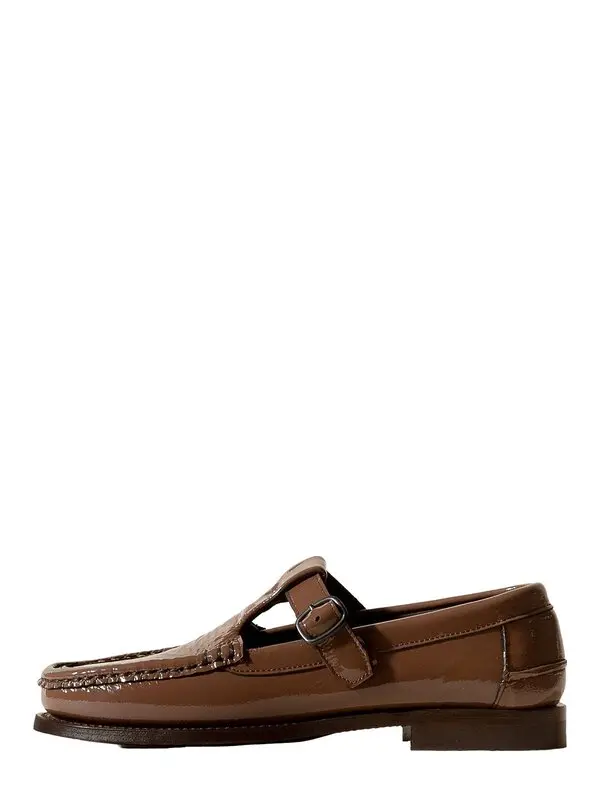 Hereu Patent Leather Loafers With Adjustable Buckle - Cocoa