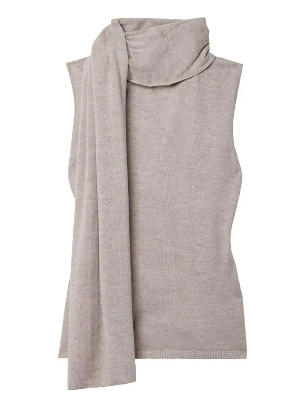 Magda Butrym Sleeveless Knitted Top With Scarf Detail - Nude