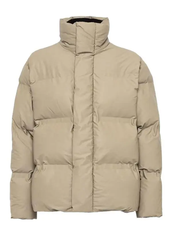 Rains High Neck Zip-up Puffer Jacket - Nude