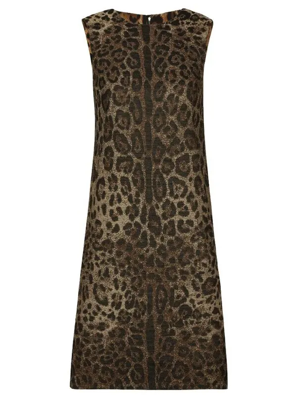 Dolce & Gabbana Leopard Jacquard Midi Dress - Black