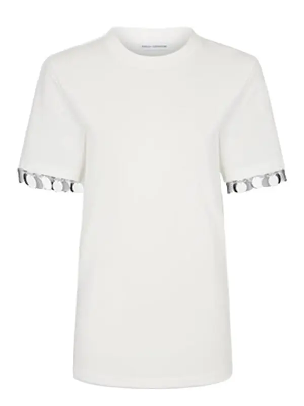 Rabanne Embellished Crepe T-shirt - White