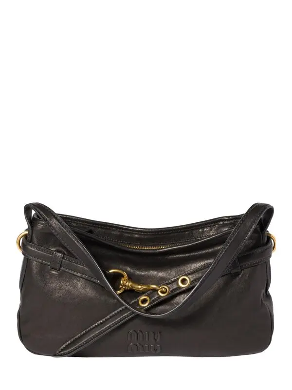 Miu Miu Nappa Leather Bag With Vintage Gold Hardware - Black