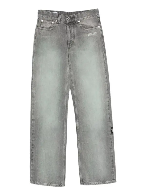 Off-White High-waisted Wide-leg Jeans - Gray
