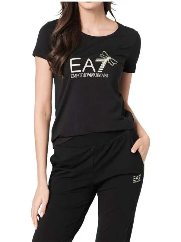 EA7 Round Neck Logo T-shirt - Black