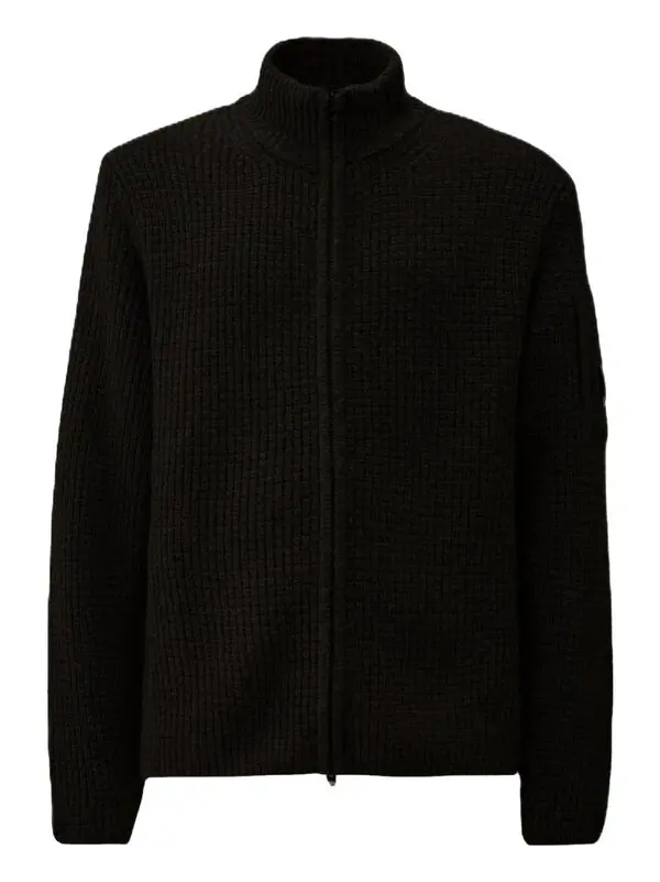 C.P. COMPANY Zip Knitwear With Logo Detail - Black