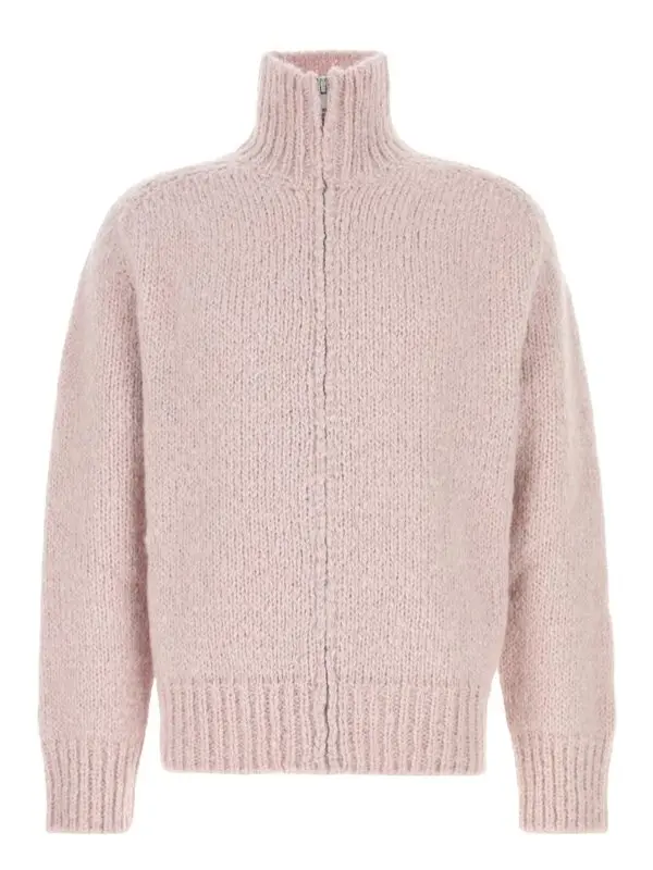 JIL SANDER High-neck Zip-up Knit Cardigan - Pastel Pink