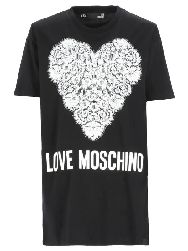 Moschino Lace Heart T-shirt Dress - Black