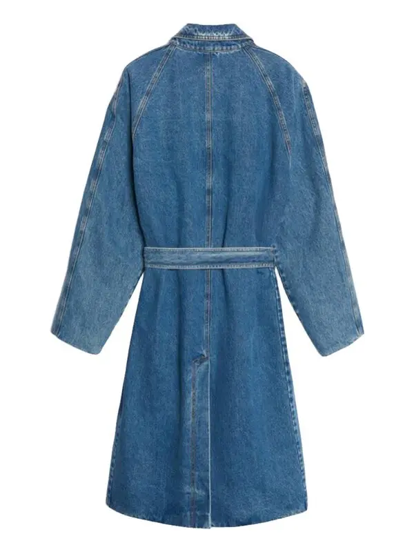 Balenciaga Checked Padded Denim Trench Coat - No