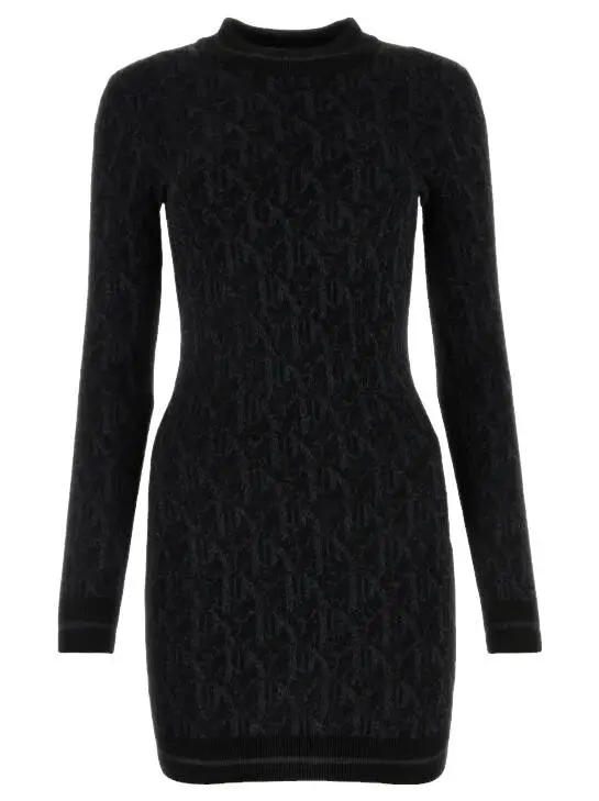 Palm Angels Monogram Jacquard Mini Dress - Black
