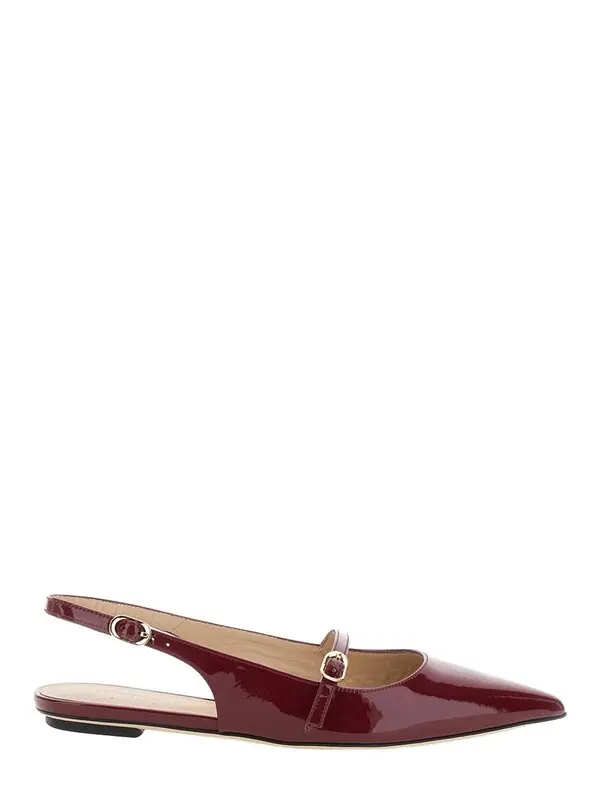 STUART WEITZMAN Adjustable Strap Pointed Toe Slingback Sandals - Bordeaux