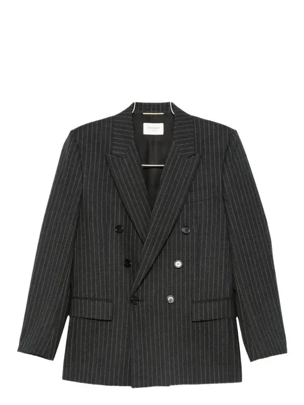 Saint Laurent Double-breasted Pinstripe Jacket - Grey