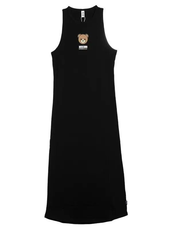Moschino Teddy Bear Print Sleeveless Dress - Black
