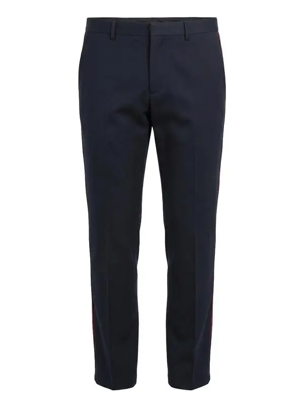 Gucci Web Detail Twill Pants - Dark Blue
