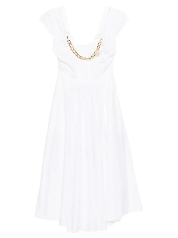 Elisabetta Franchi Off-the-shoulder Mini Dress With Chain Embellishment - White