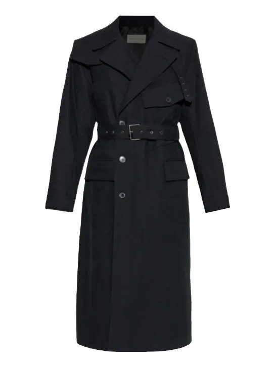 Dries Van Noten Long Sleeve Belted Coat - Black